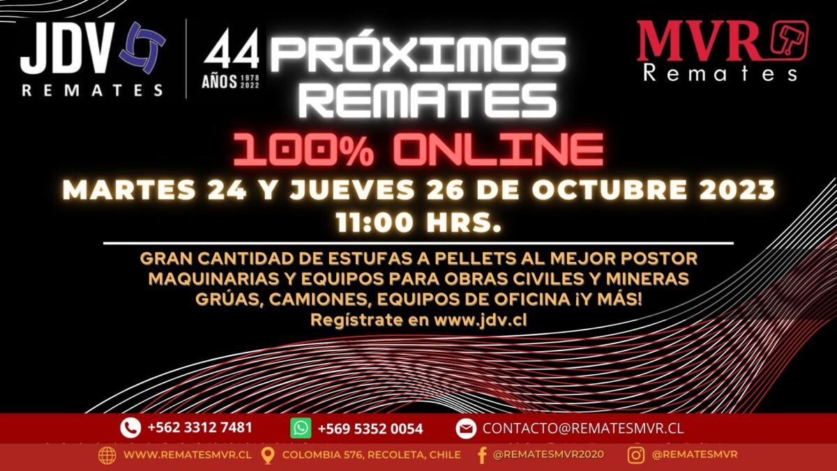 REMATE ONLINE 24 y 26 DE OCTUBRE 2023 - Remates MVR